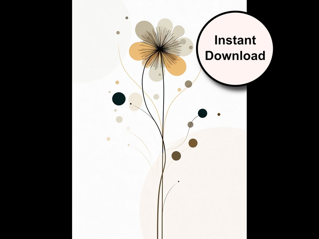 Botanical Single Flower Abstract Art Print Minimalist Modern Wall Decor ...