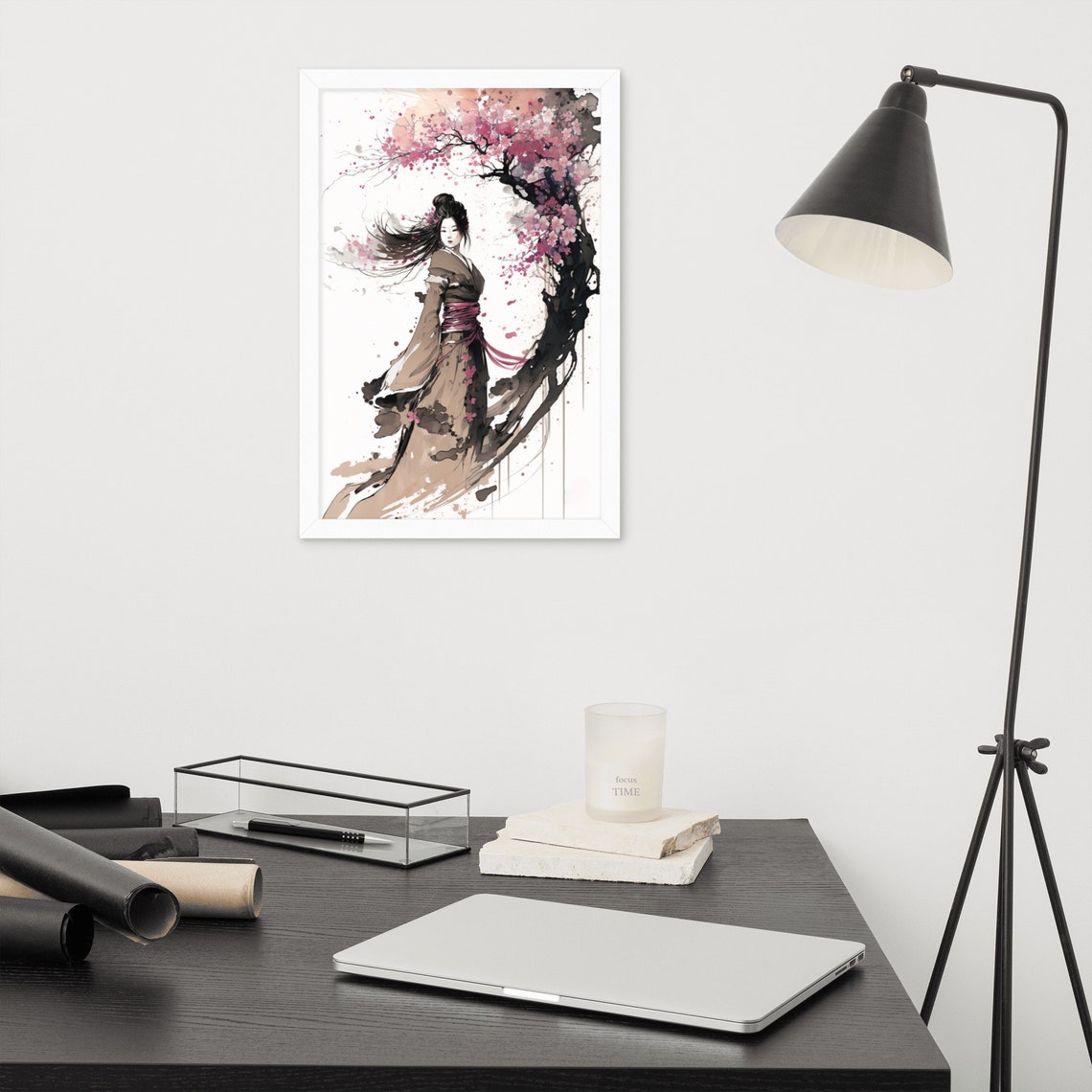 Cherry Blossom Geisha Framed Poster: Japanese Wall Art - Etsy