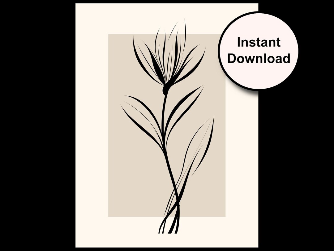 Modern Minimal Flower Print Digital Download Single Bloom Artwork Plain ...