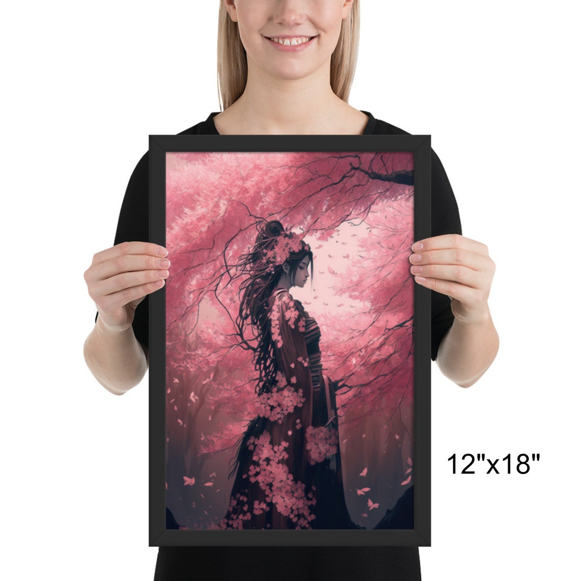Pink Petals: A Japanese Geisha in Bloom Framed Poster - Etsy