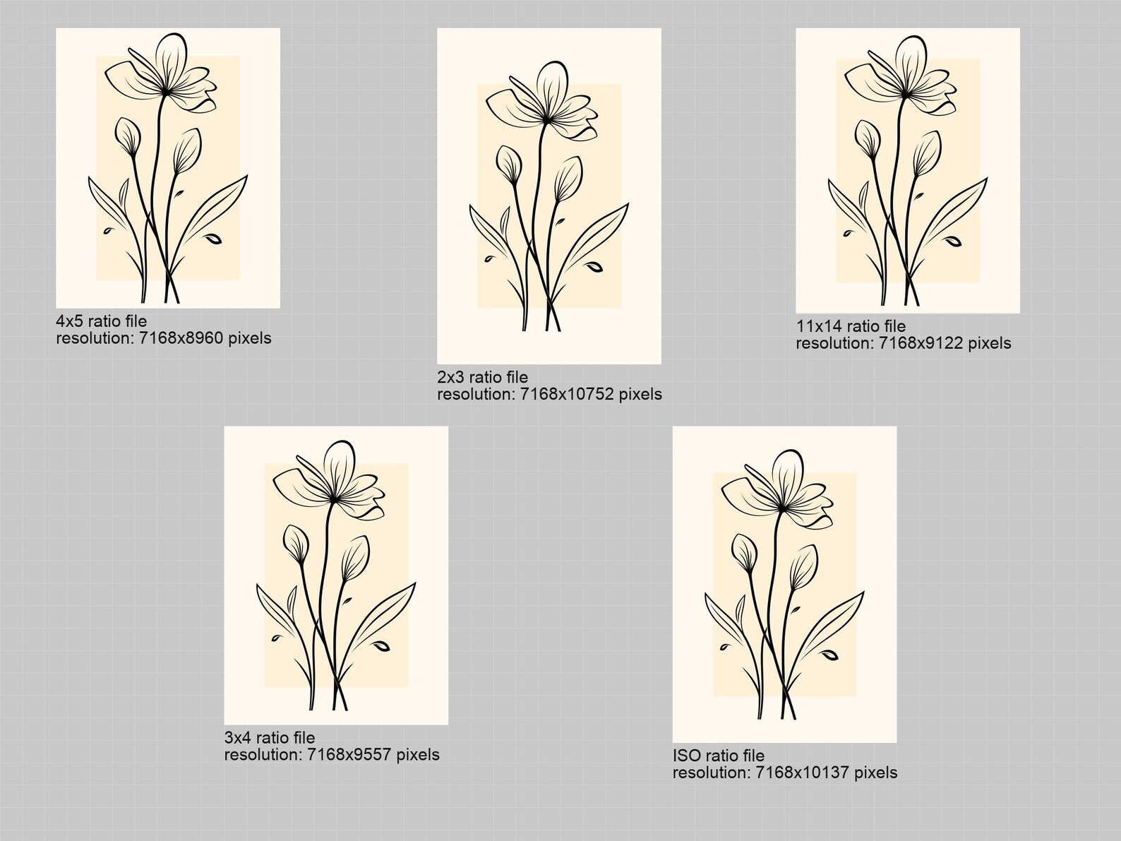 Minimalist Single Flower Art Print Modern Home Decor Digital Download ...