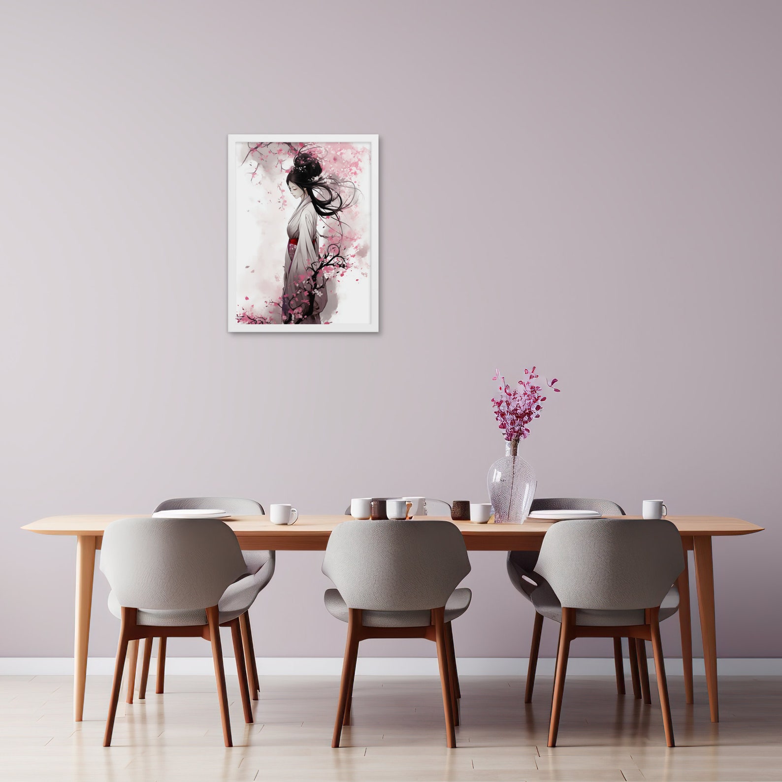 Geisha Amidst Cherry Blossoms: Japanese Wall Art Print | Framed | FCB011 - Etsy