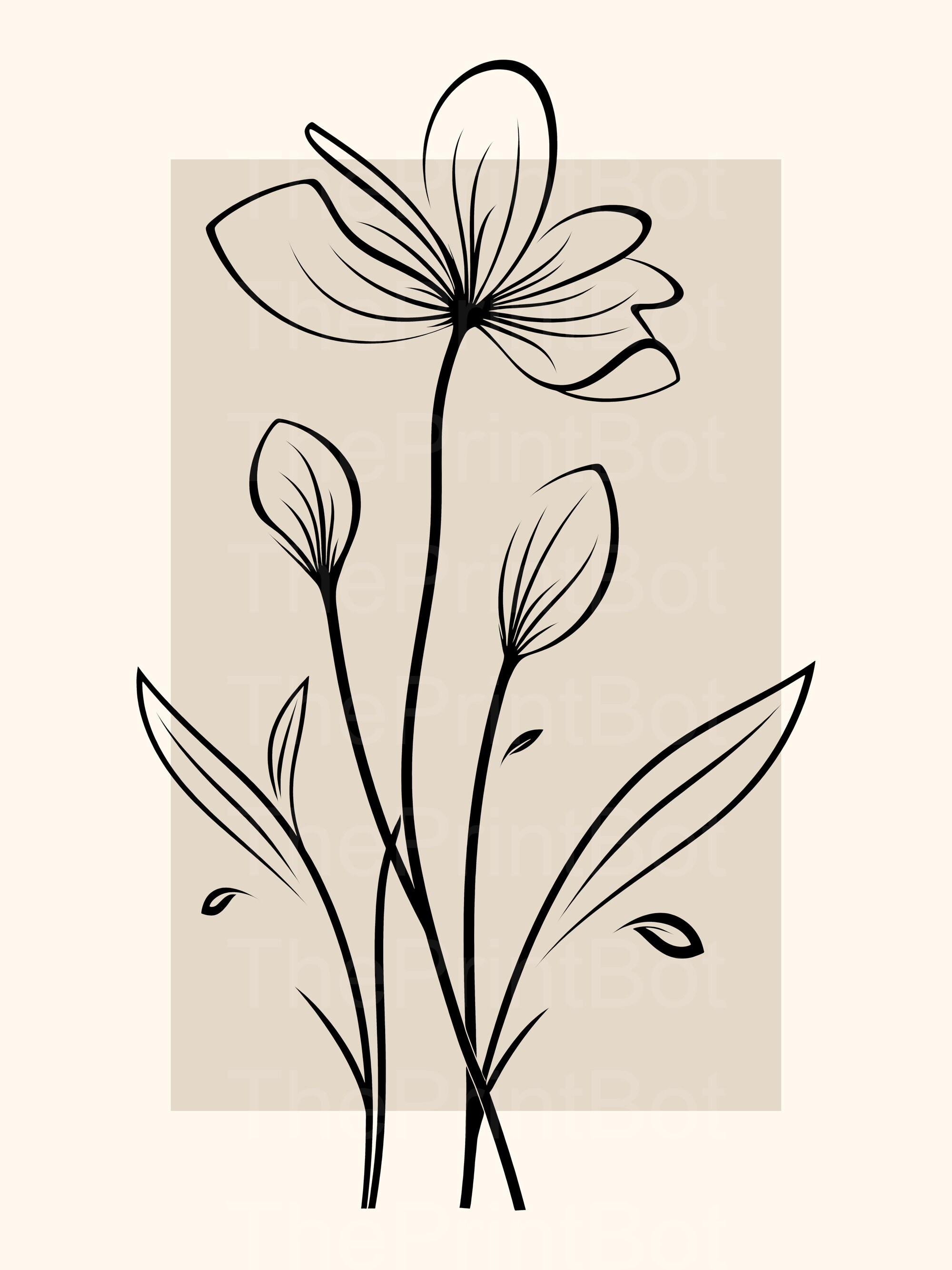 Minimalist Single Flower Art Print Modern Home Decor Digital Download ...