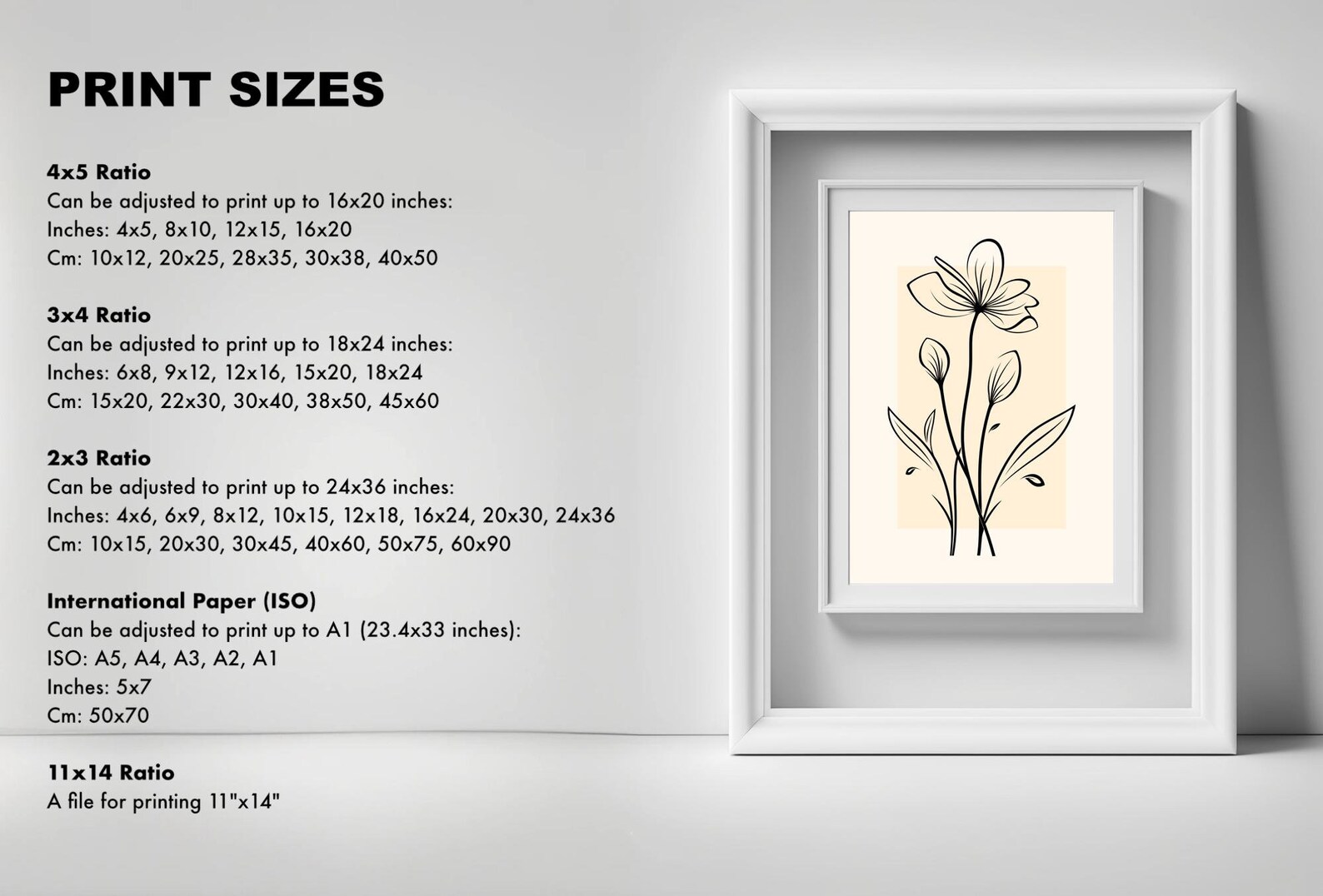 Minimalist Single Flower Art Print Modern Home Decor Digital Download ...