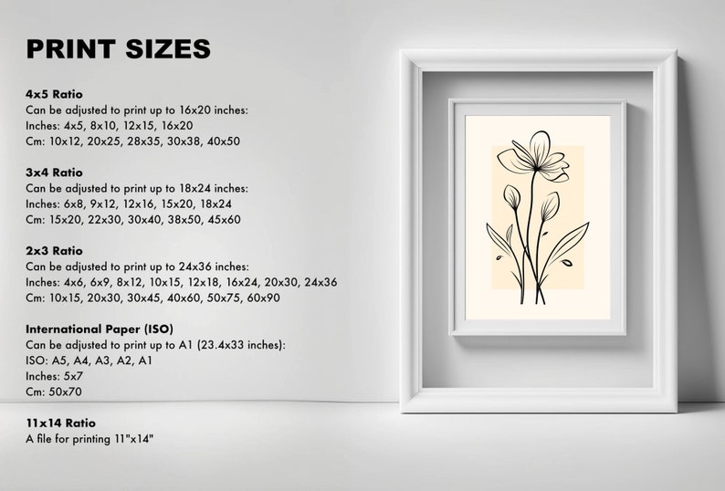 Minimalist Single Flower Art Print Modern Home Decor Digital Download ...