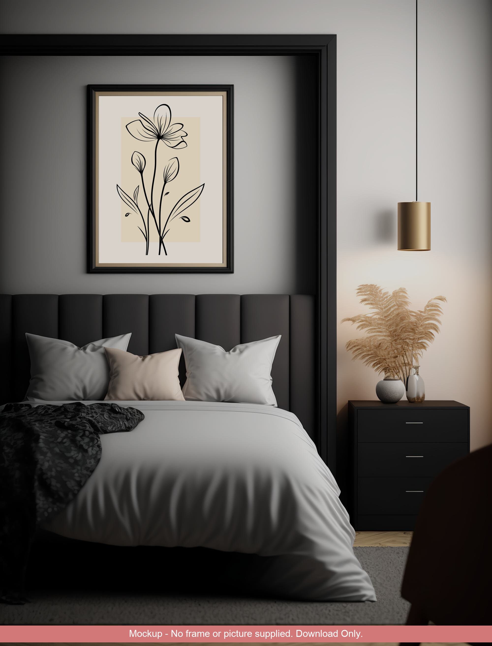 Minimalist Single Flower Art Print Modern Home Decor Digital Download ...