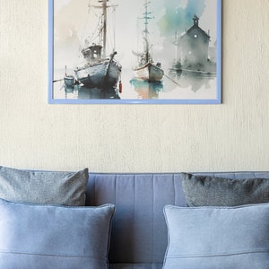 Printable Docked Boats Nautical Wall Decor. Printable Wall - Etsy