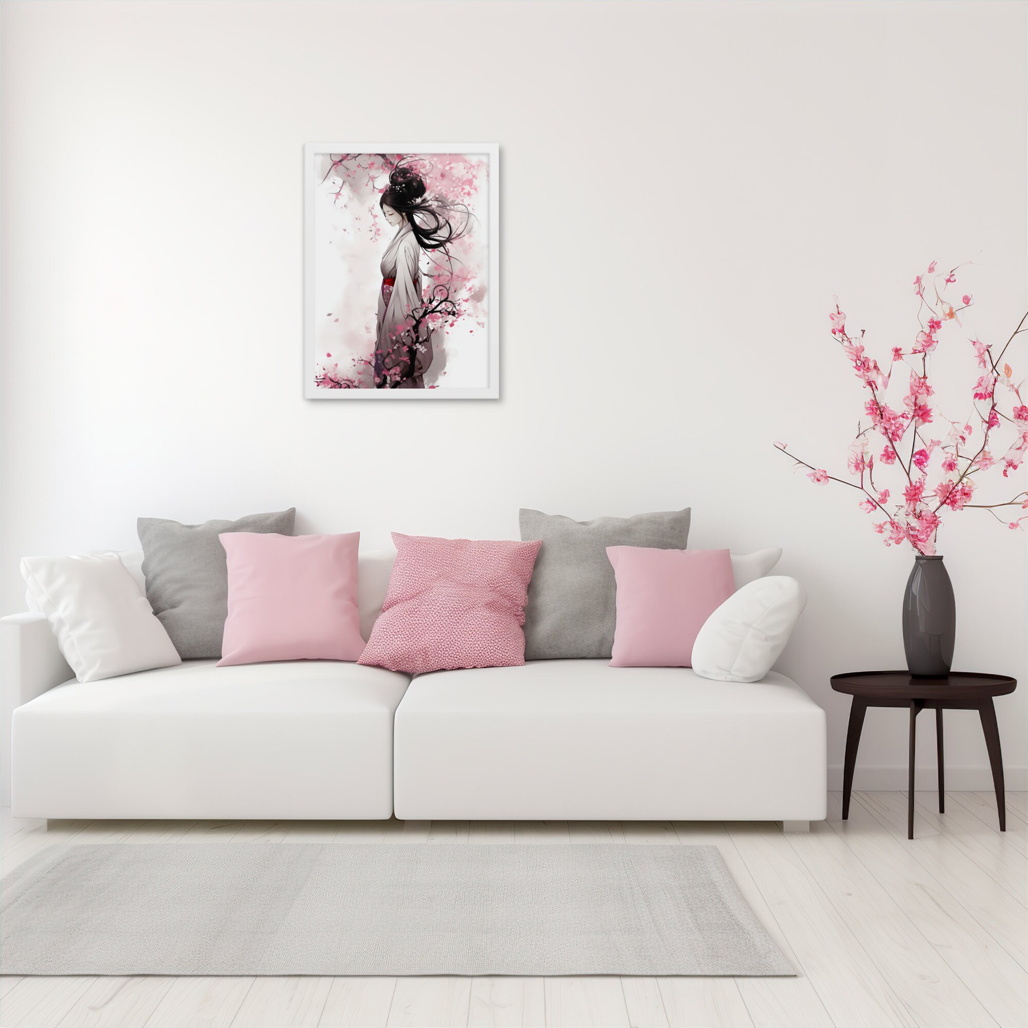 Geisha Amidst Cherry Blossoms: Japanese Wall Art Print | Framed | FCB011 - Etsy