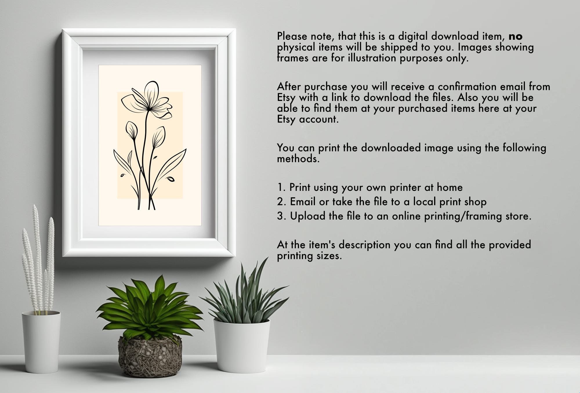 Minimalist Single Flower Art Print Modern Home Decor Digital Download ...