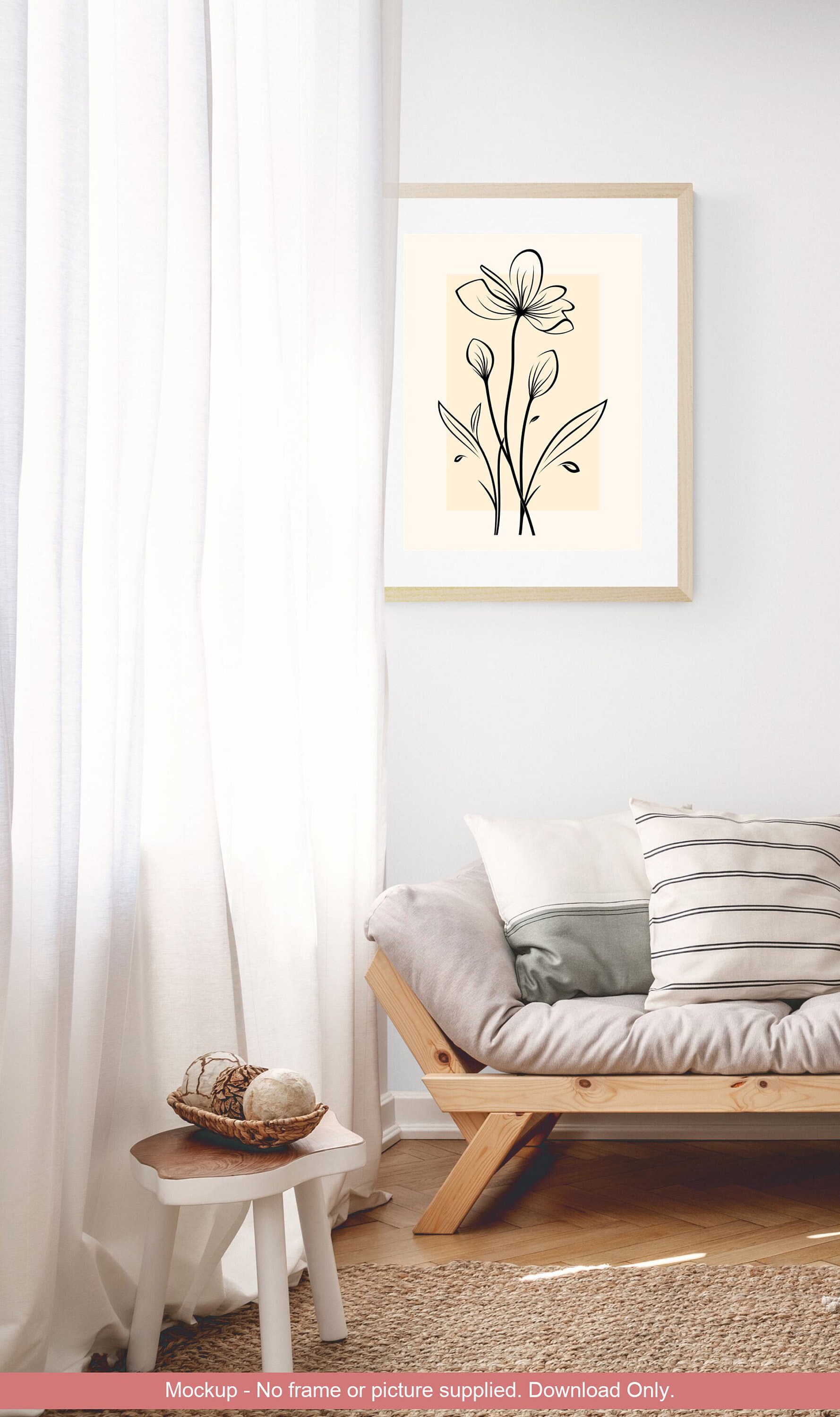 Minimalist Single Flower Art Print Modern Home Decor Digital Download ...