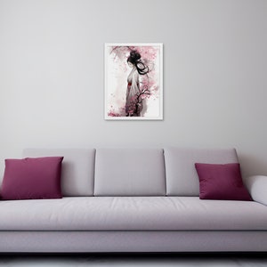 Geisha Amidst Cherry Blossoms: Japanese Wall Art Print | Framed | FCB011 - Etsy