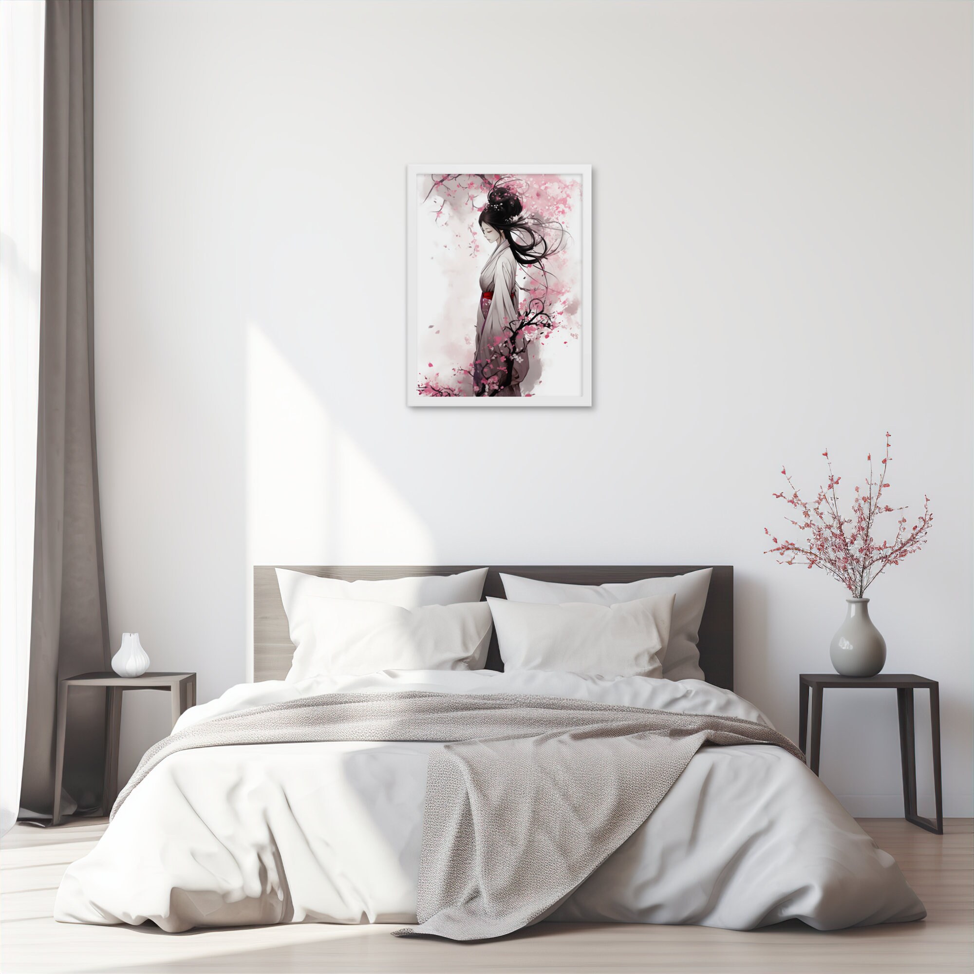 Geisha Amidst Cherry Blossoms: Japanese Wall Art Print | Framed | FCB011 - Etsy