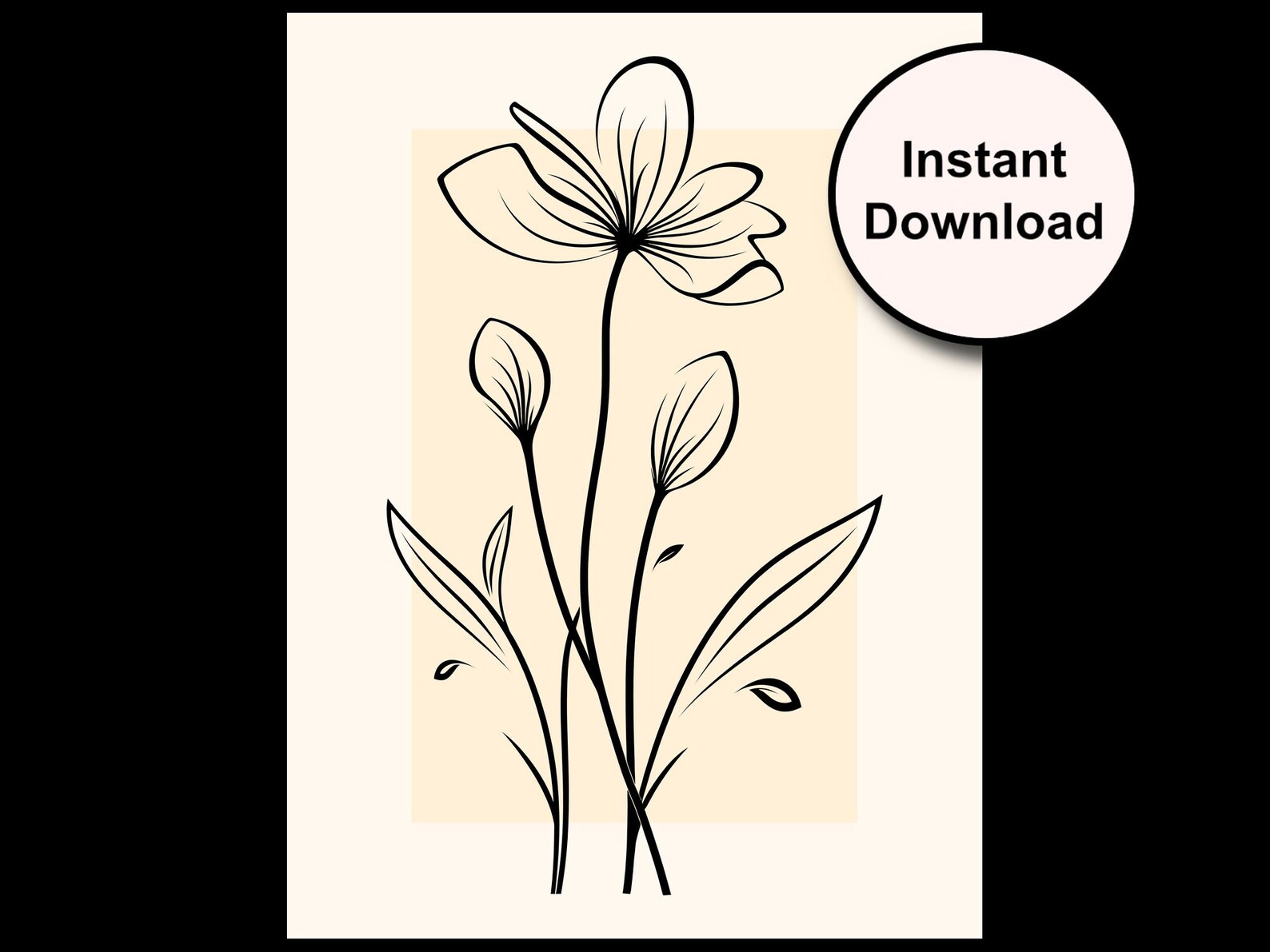 Minimalist Single Flower Art Print Modern Home Decor Digital Download ...