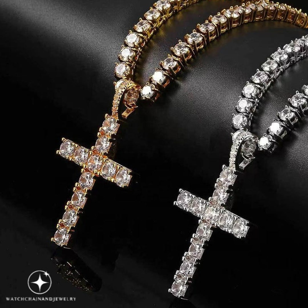 Solitaire Cross Pendant Christian VVS1 Moissanite Diamond 14K Gold ...