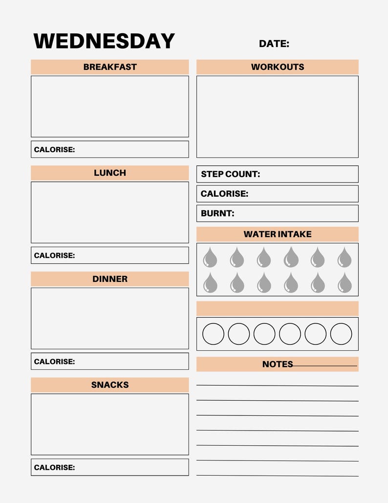 7 DAY FOOD DIARY - Etsy