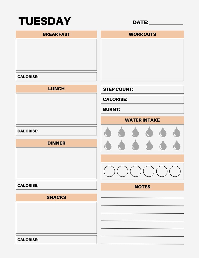 7 DAY FOOD DIARY - Etsy