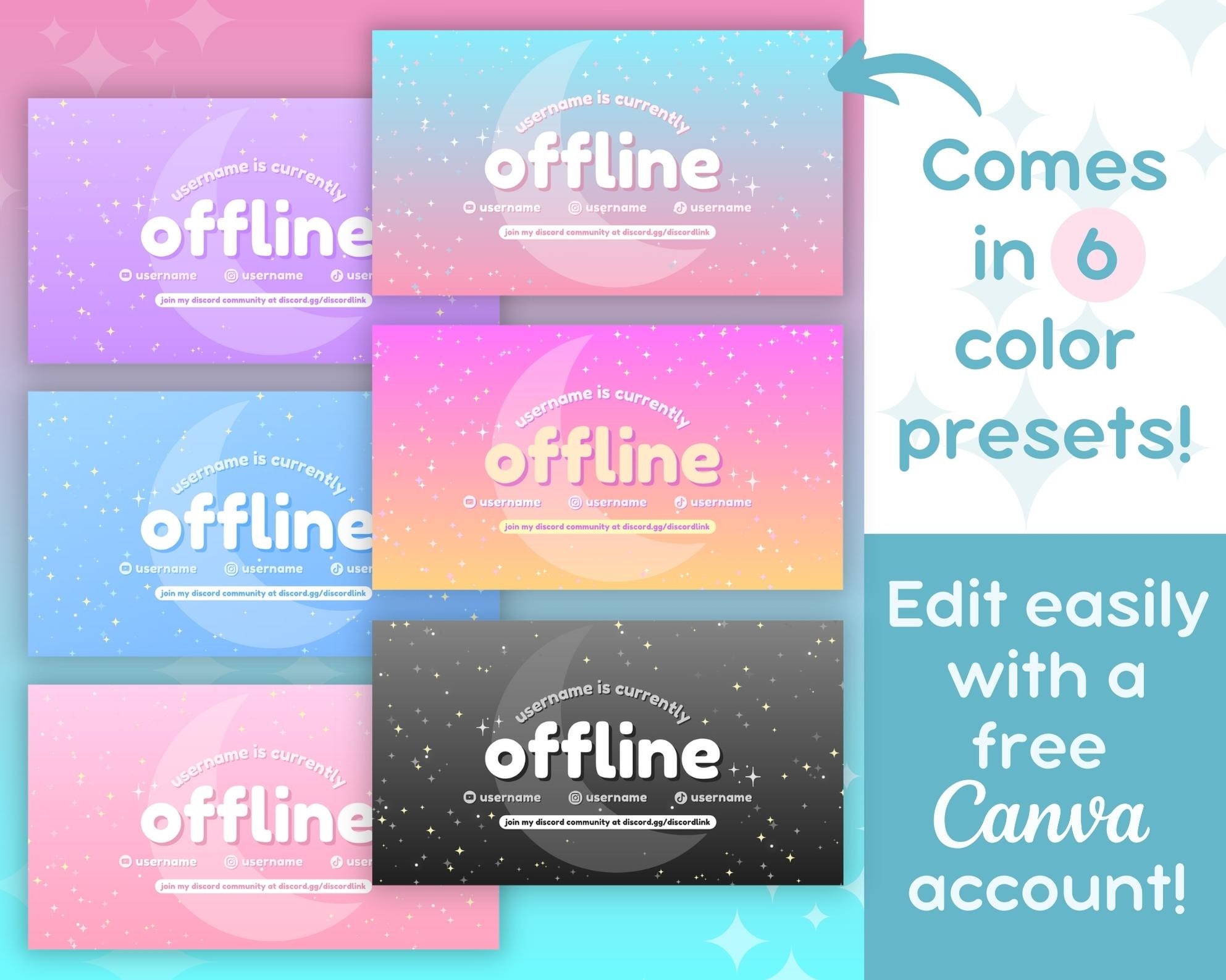 Stream Offline Twitch Offline Screen Canva Template - Editable Pastel ...
