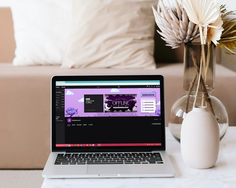 Twitch Banner Template | Cute Pixel Purple 8-bit Editable Customizable ...