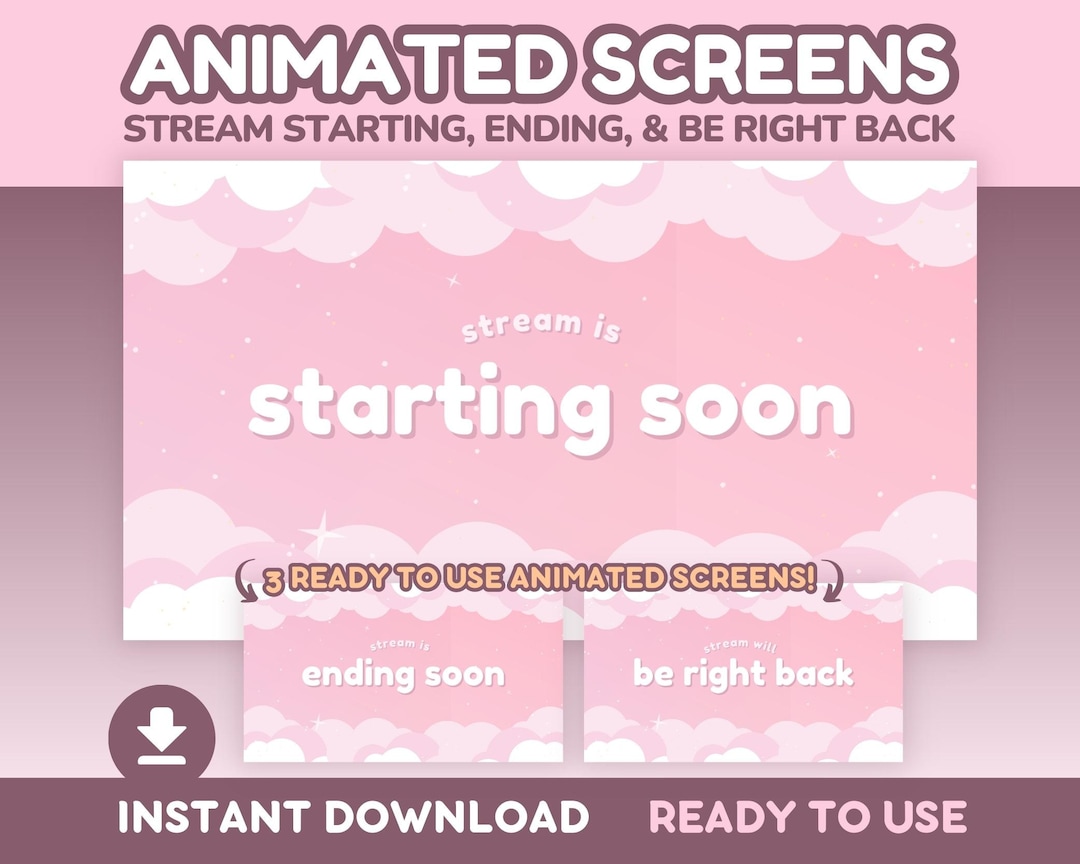 ANIMATED Twitch Screens Pastel Cute Clouds / Stream Starting Soon - Be ...