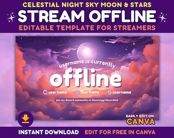 Stream Twitch Offline Screen Canva Template Editable Pastel / Kawaii ...