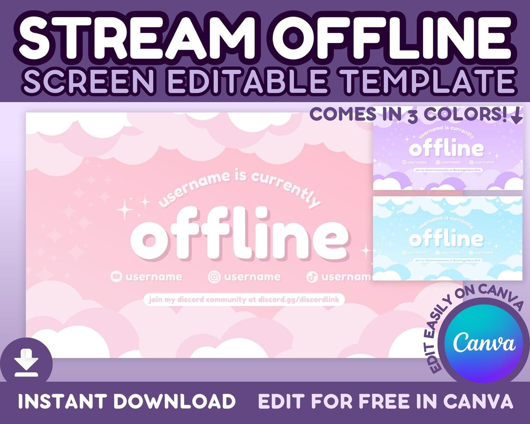 Stream Twitch Offline Screen Canva Template Editable - Etsy
