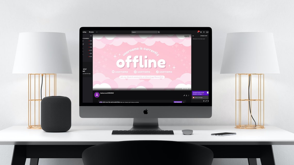 Twitch Offline Screen Template: Pastel Kawaii Clouds (canva Editable ...