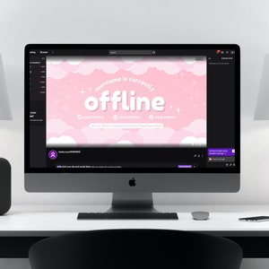 Twitch Offline Screen Template: Pastel Kawaii Clouds (canva Editable ...