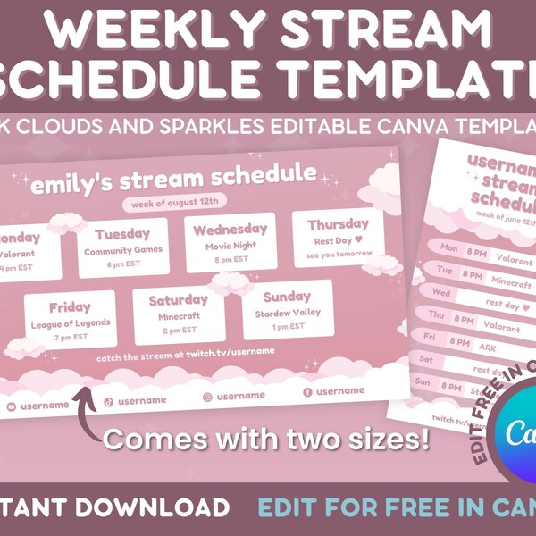 Stream Schedule - Etsy