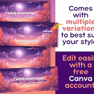 Twitch Banner Template | Starry Night Sky Editable Customizable Twitch ...