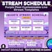 Purple Pixel Stream Schedule Template - 8 Bit Retro - Editable Weekly ...