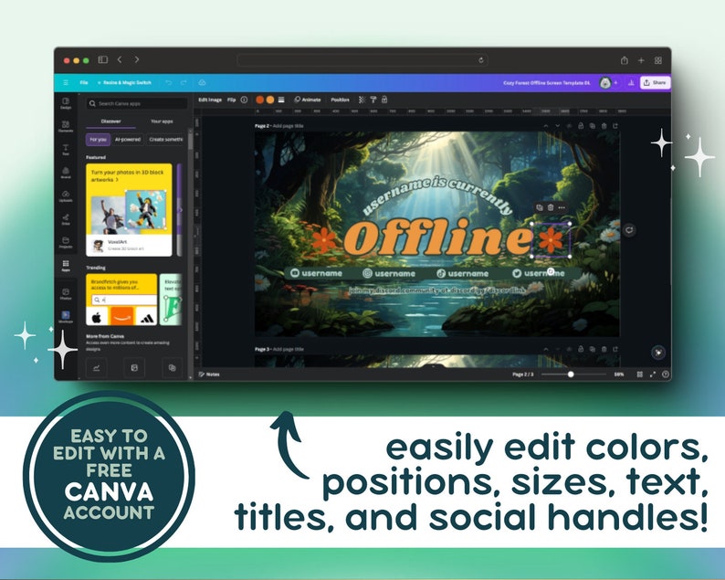 Stream Twitch Offline Screen Editable Canva Template - Serene Cozy ...