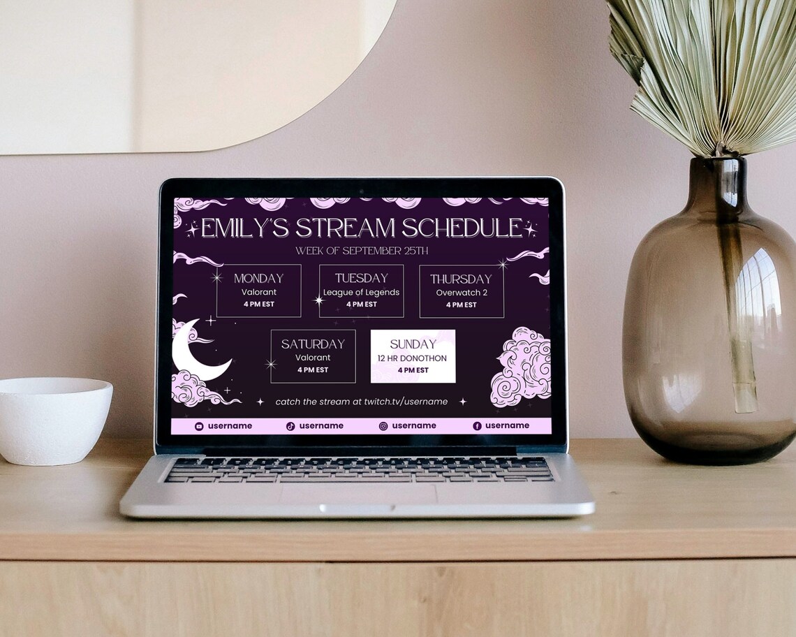 Weekly Stream Schedule Template Dark Night Sky Star Stream Schedule ...