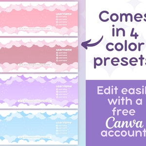 Twitch Banner Template | Cute Clouds Sparkles Editable Customizable ...
