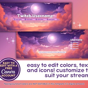 Twitch Banner Template | Starry Night Sky Editable Customizable Twitch ...