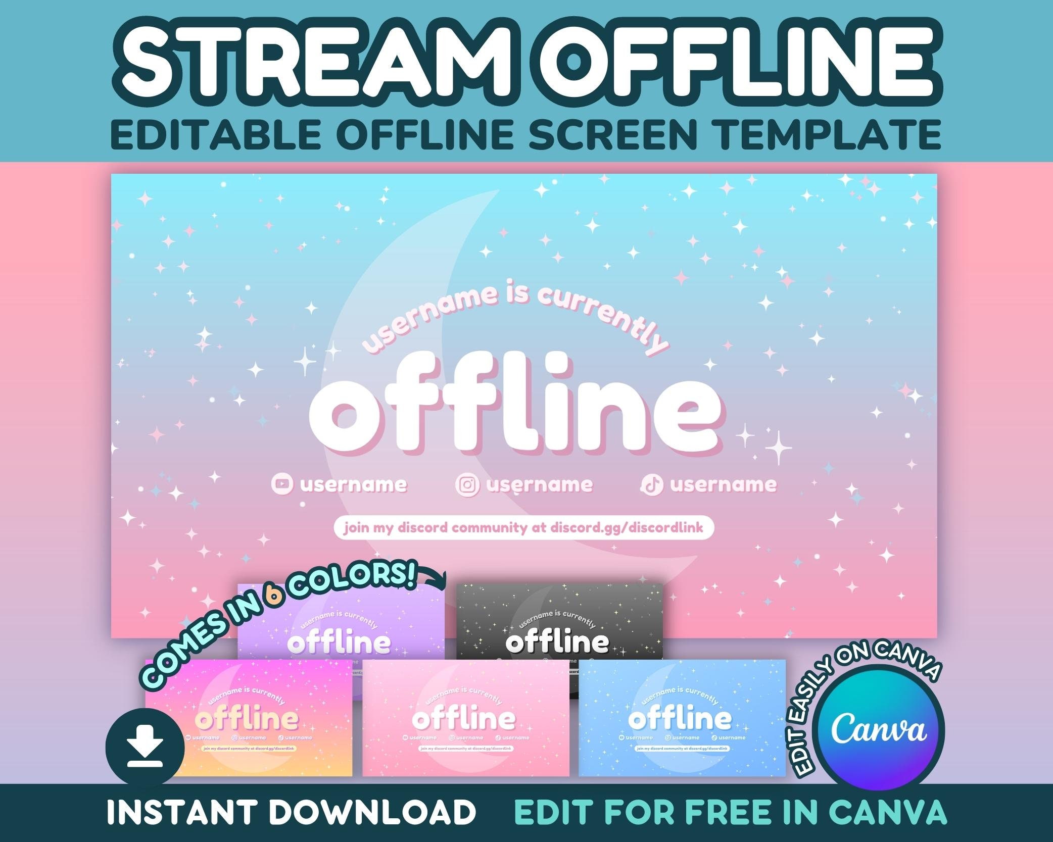Stream Offline Twitch Offline Screen Canva Template - Editable Pastel ...