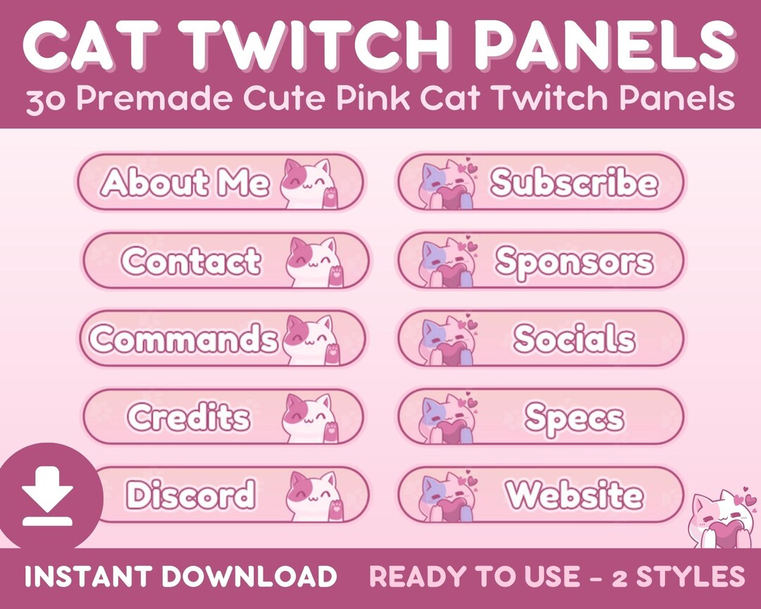 Cat Twitch Panels 30 Ready to Use Kawaii Cat Panels for - Etsy