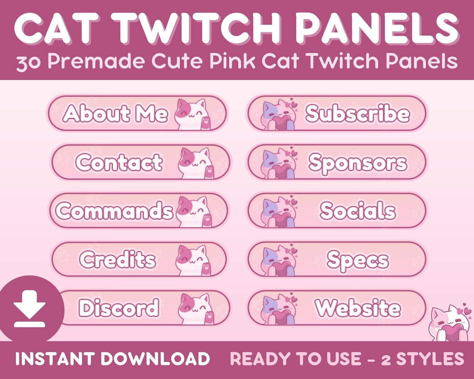 Cat Twitch Panels 30 Ready to Use Kawaii Cat Panels for - Etsy
