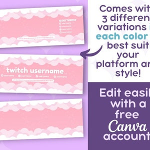 Twitch Banner Template | Cute Clouds Sparkles Editable Customizable ...
