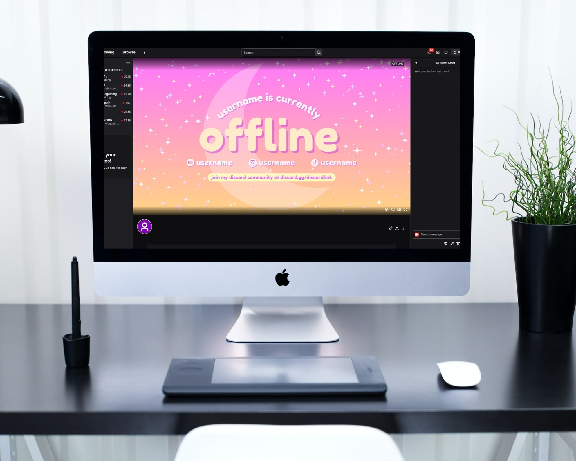 Stream Offline Twitch Offline Screen Canva Template - Editable Pastel ...