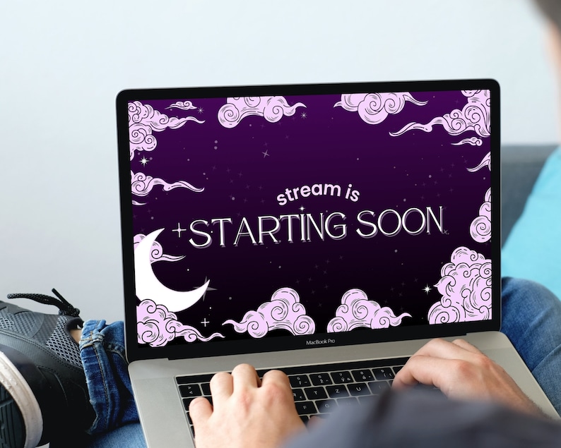 ANIMATED Twitch Screens Dark Celestial Clouds / Stream Starting Soon Be ...