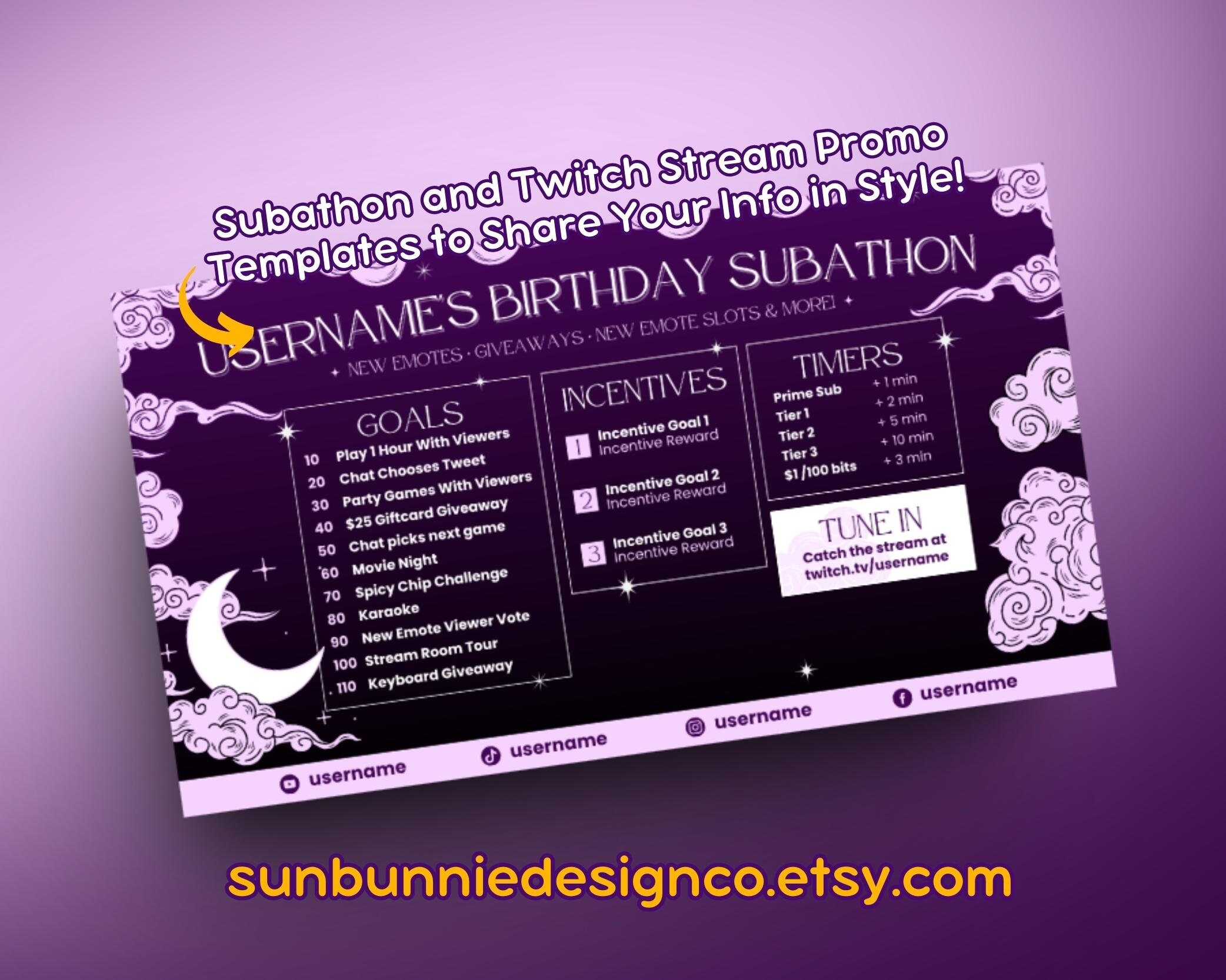 Subathon Social Media Templates | Dark Celestial Night Subathon ...
