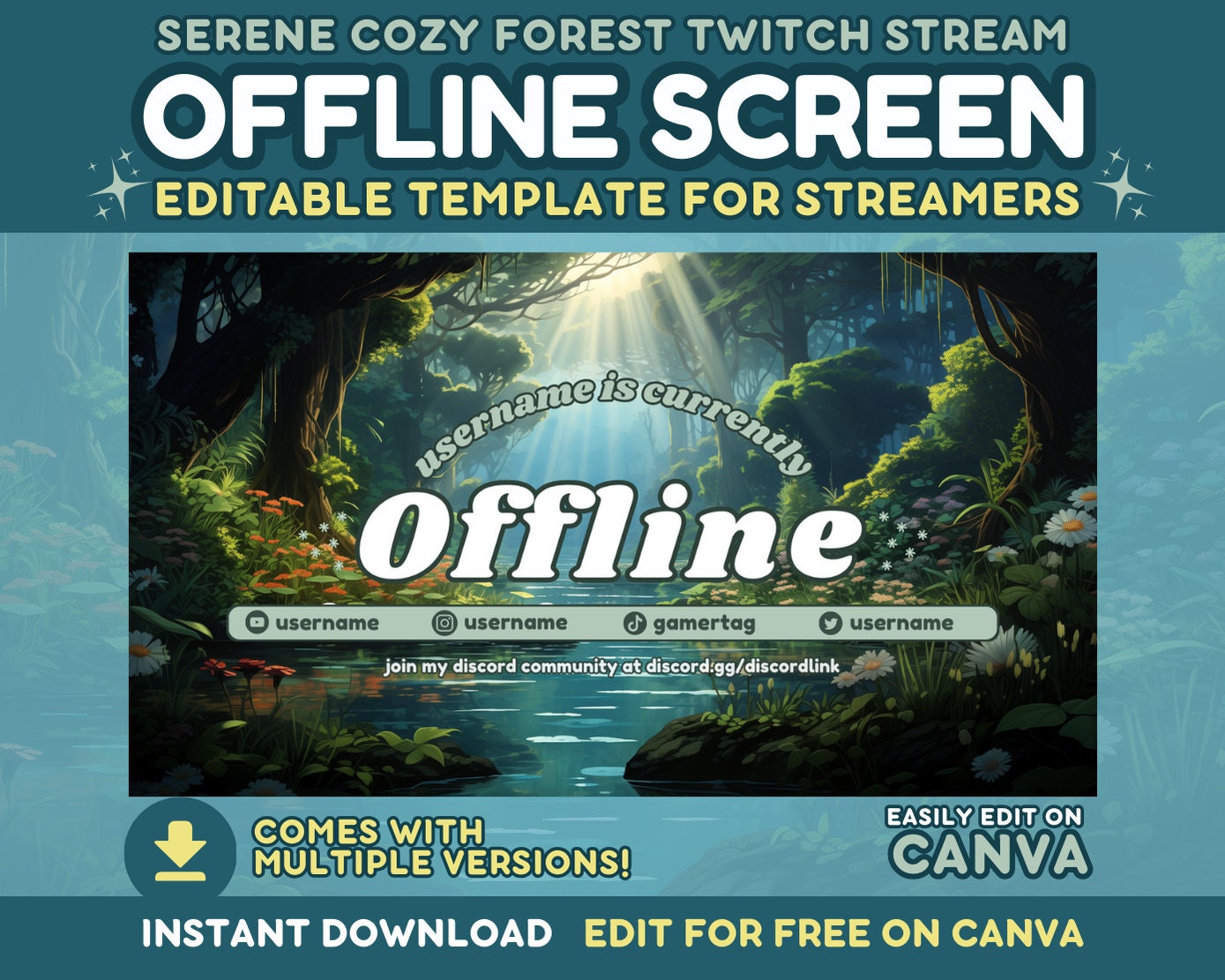 Stream Twitch Offline Screen Editable Canva Template - Serene Cozy ...