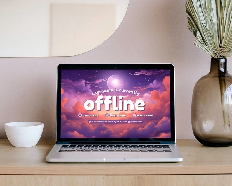 Stream Twitch Offline Screen Canva Template - Editable - Celestial Moon ...