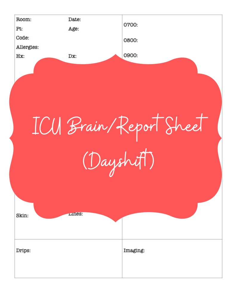 ICU Brain/report Sheet (dayshift) - Etsy
