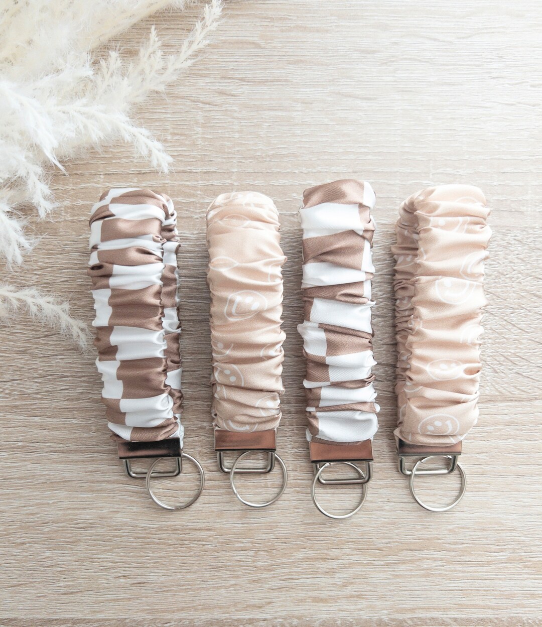 Scrunchy Keychain | Checkered Wristlet | Checkered Wristlets | Satin ...