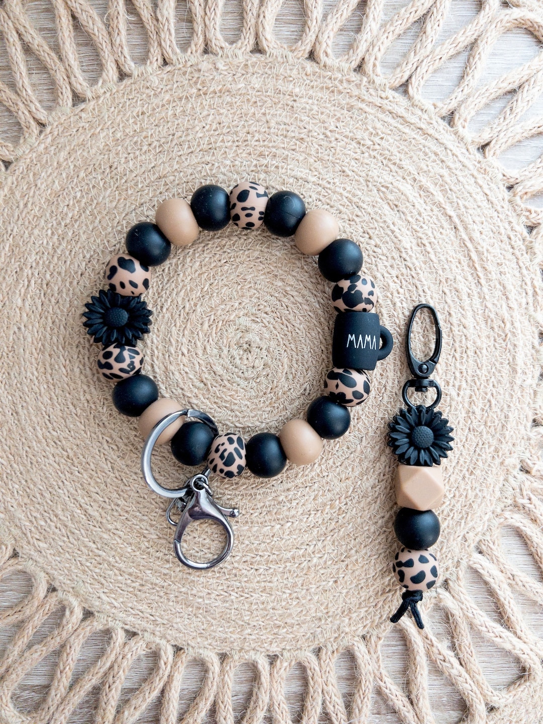 Mama Keychain Mama Wristlet Black Wristlet Keychain Cheetah Print ...