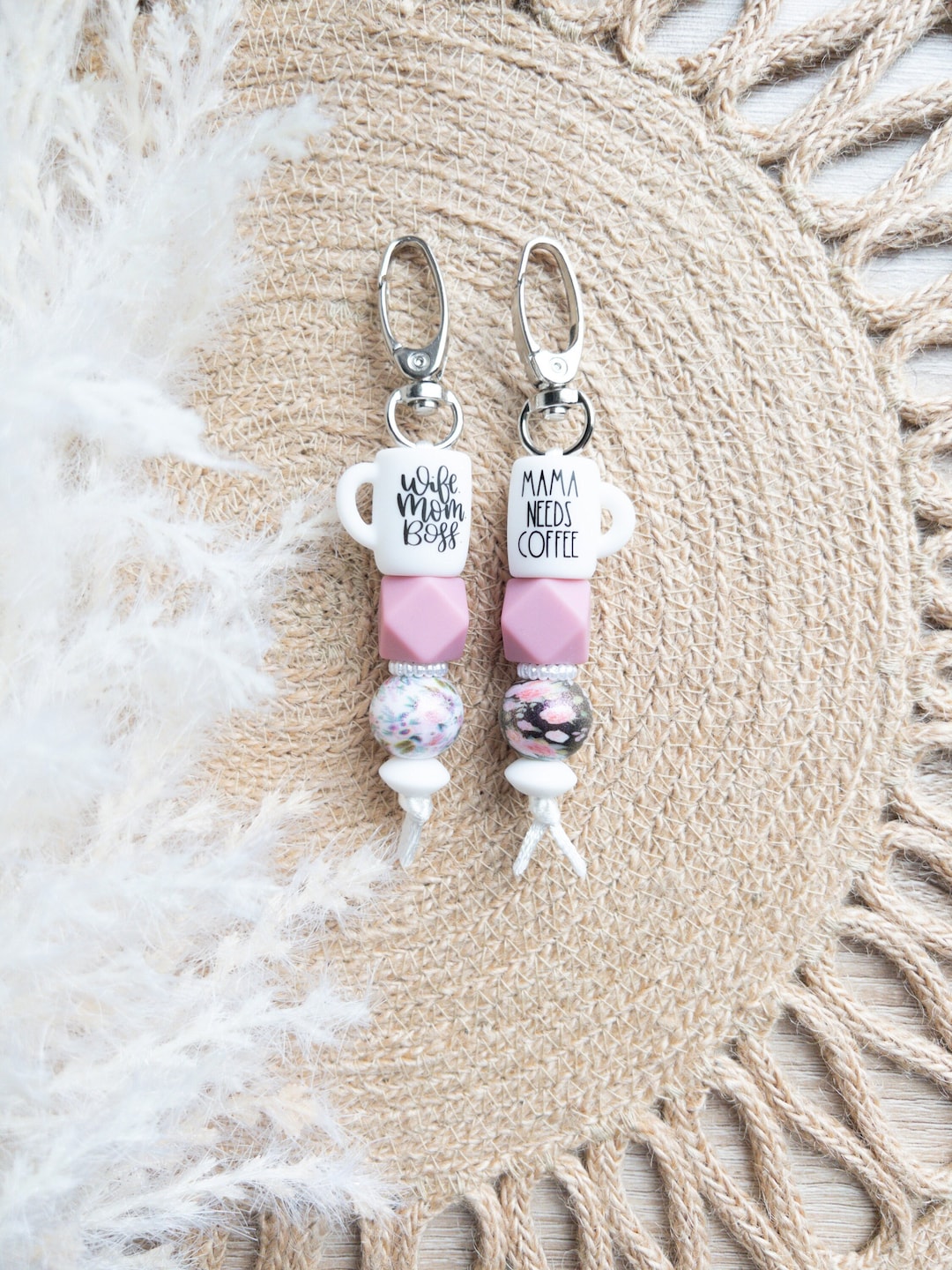 Mom Keychains | Keychains for Mom | Mom Wife Boss | Mama Needs Coffee ...