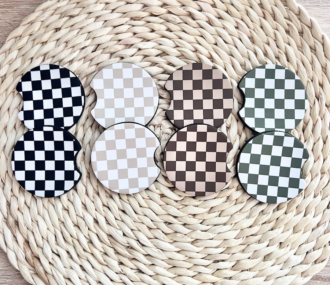Car Coasters | Car Accessories | Sublimation Car Coasters | Checkered ...