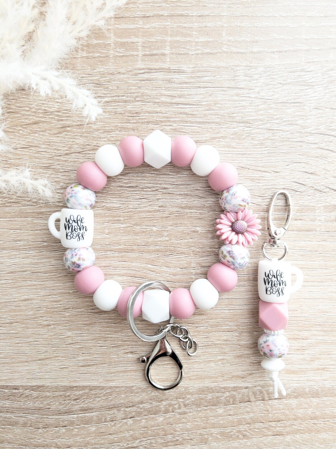 Mom Wristlet Wristlet Keychains Blush Color Wristlet - Etsy