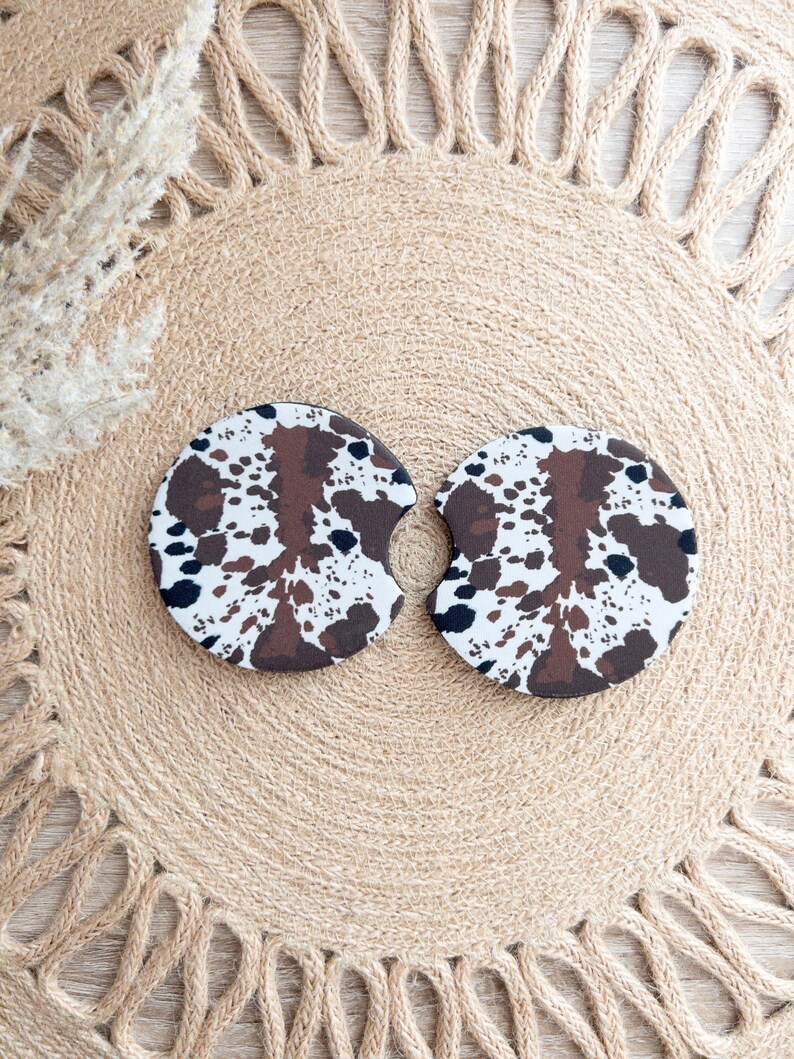 Car Coasters | Cute Car Coasters | Cow Print Car Coasters | Car ...